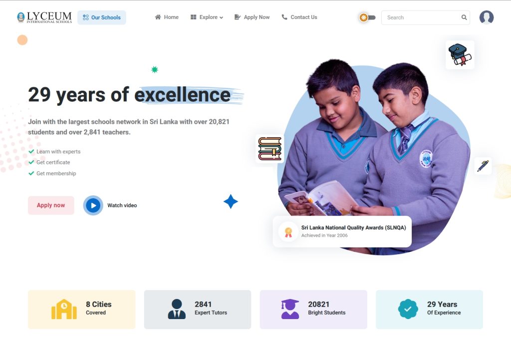 Lyceum Website Development & Design Evolution — Lyceum International School